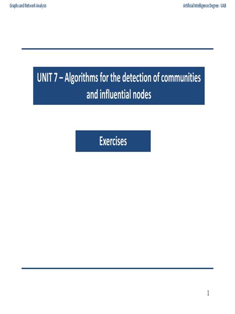 Unit 7 Communities Exercises Solution Pdf Cluster Analysis Applied Mathematics