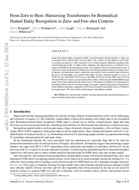 Pdf From Zero To Hero Harnessing Transformers For Biomedical Named