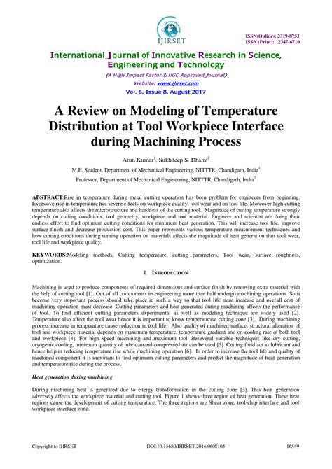 Pdf A Review On Modeling Of Temperature Distribution At Tool Workpiece Interface During