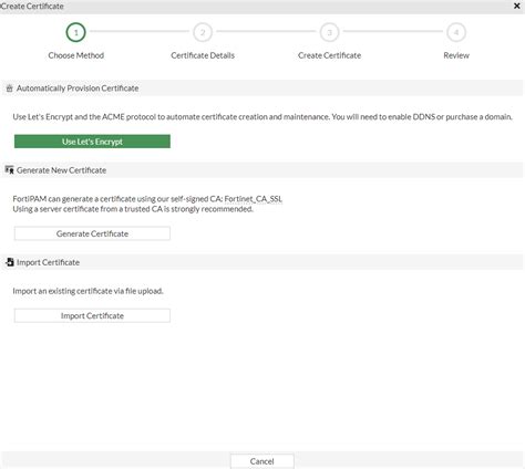 Creating A Certificate Fortipam 1 0 3