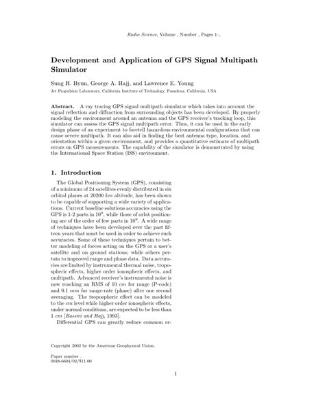 PDF Development And Application Of GPS Signal Multipath Simulator