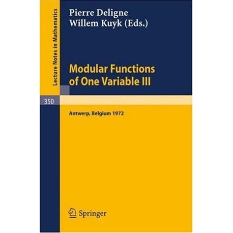 Libro Modular Functions Of One Variable Iii En Inglés De Buscalibre