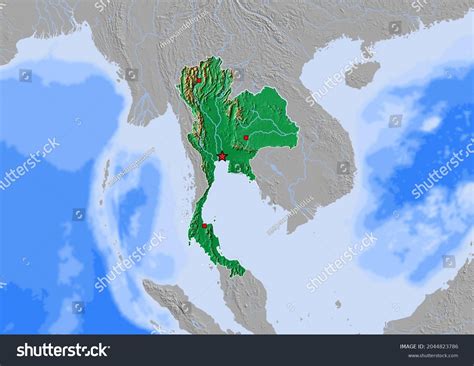 태국 지도 태국의 지도 수도와 주요 스톡 일러스트 2044823786 Shutterstock