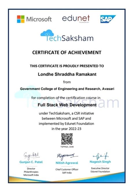 Shraddha Londhe On Linkedin Techsakshamprogram Edunet Microsoft Sap Fswd Webdevelopment