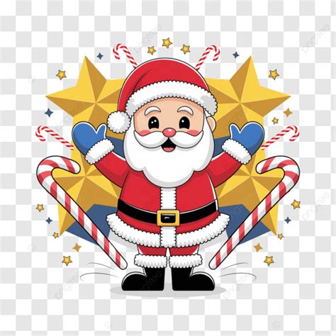 별과 사탕 지팡이 크리스마스 일러스트와 함께 만화 산타 클로스 귀여운 산타클로스 예술 크리스마스 사탕 지팡이 디자인 축제 휴일 그림 Png 일러스트 및 이미지 에 대한