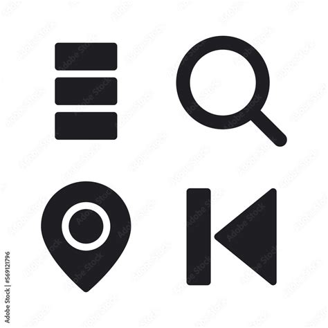 user interface icons set menu search pin backward perfect for