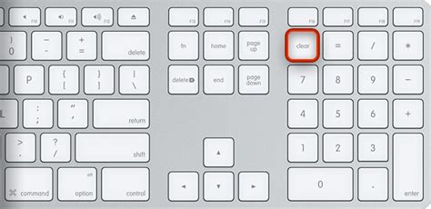 Клавиша Clear на полноразмерной клавиатуре Apple Простоmac