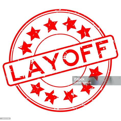 흰색 배경에 스타 아이콘 둥근 고무 씰 스탬프와 그런지 빨간 해고 단어 감소에 대한 스톡 벡터 아트 및 기타 이미지 감소 경제 고무 Istock