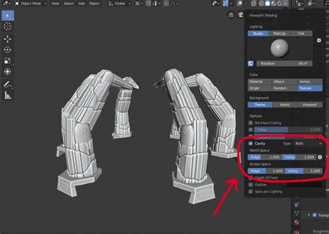 Trying To Achieve Something Like The Viewport Cavity Option Materials And Textures Blender