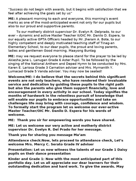 Script Emcee Portfolio Pdf Behavior Modification