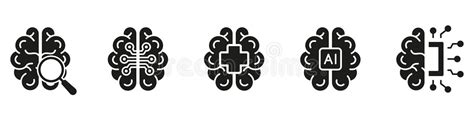 Human Brain And Digital Technology Black Line Icon Tech Science Linear