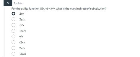 [solved] For The Utility Function U X Y X {2} Y