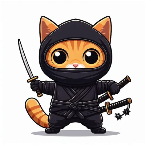 Premium Ai Image Cute Cat Ninja