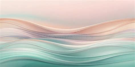 Serene Pastel Waves Abstract Background Of Fluid Undulating Lines In Soft Colors Generative Ai
