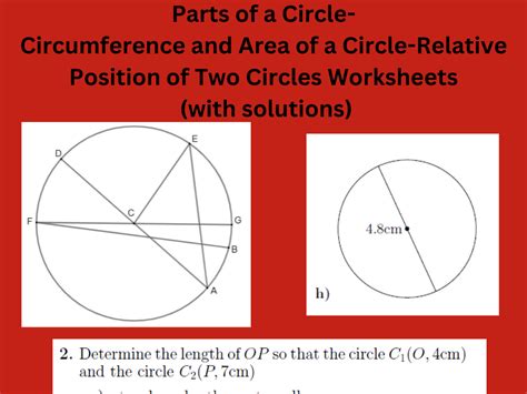 Parts Of A Circle Circumference And Area Of A Circle Relative Position