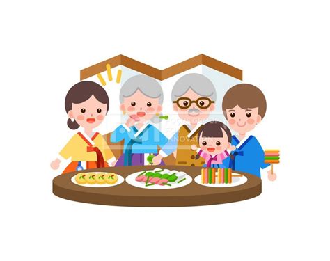 SILL240 프리진 일러스트 전통 가족 추석 설날 명절 새해 시골 귀경길 한복 저고리 가을 명절귀경길