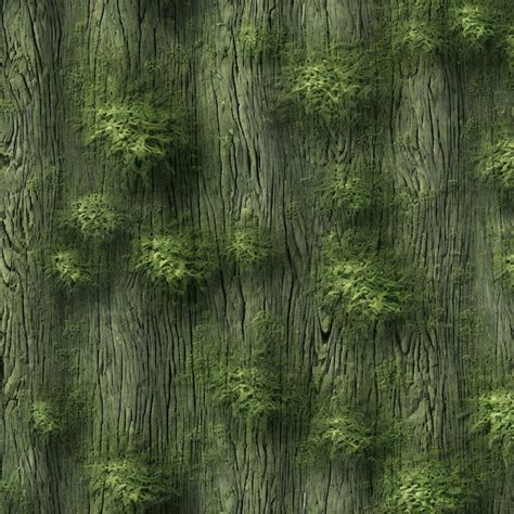 Seamless Texture Of Green Moss On The Old Wooden Wall Premium Ai