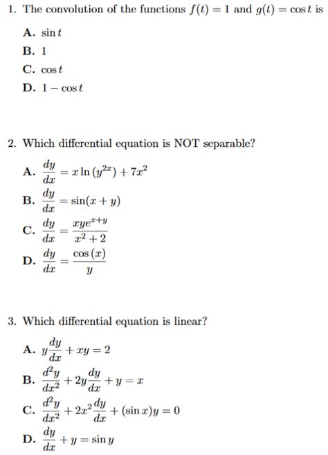solved 1 the convolution of the functions f t 1 and
