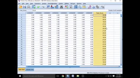 How To Compute Total Scale Scores By Combining Variables In Spss Youtube