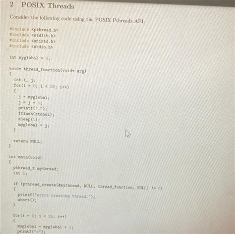 Solved 2 Posix Threads Consider The Following Code Using The