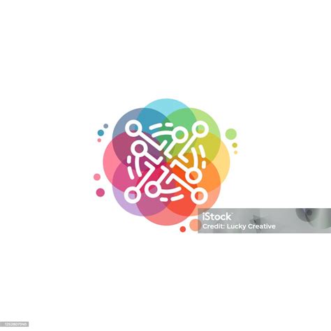 다채로운 기술 로고 벡터 네트워크 로고 디자인 템플릿 디자인 컨셉 로고 템플릿용 로고 타입 요소 로고에 대한 스톡 벡터 아트 및