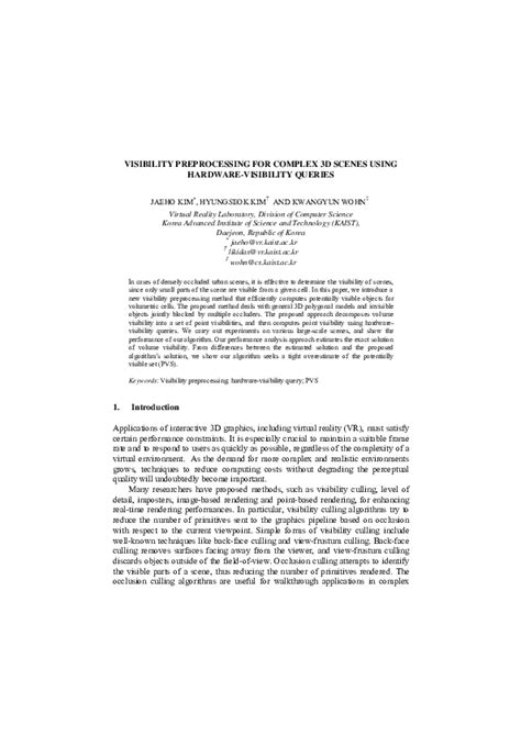 pdf visibility preprocessing for complex 3d scenes using hardware visibility queries