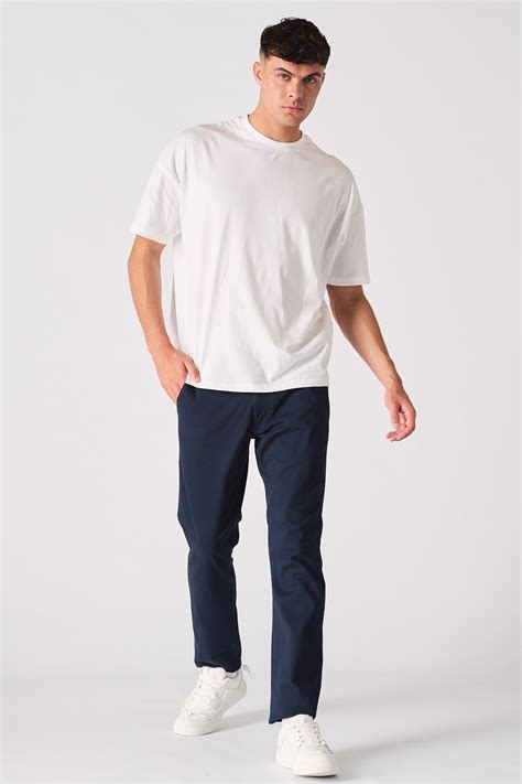 Weston Slim Fit Stretch Chino Pants Navy Blue Uk 40 W41 L32 In