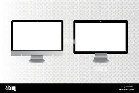 Stock Vector Illustration Realistic Set Personal Desktop Computer Pc Modern Flat Screen