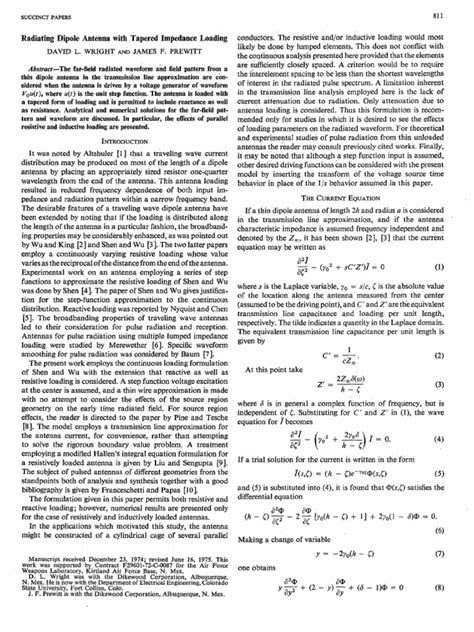 Radiating Dipole Antenna With Tapered Impedance Loading Pdf Antenna Radio Transmission Line
