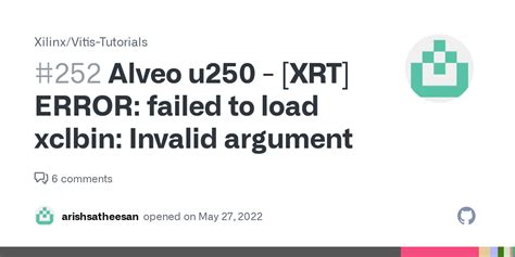 Alveo U250 Xrt Error Failed To Load Xclbin Invalid Argument · Issue 252 · Xilinxvitis