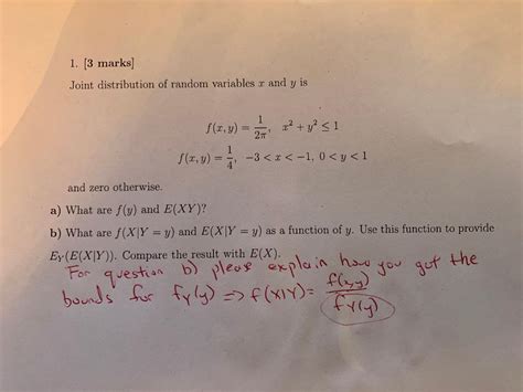 Solved Marks Joint Distribution Of Random Variables X Chegg