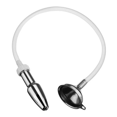 New Anal Stainless Steel Funnel Filler Enema Silicone Hose Rectum Cleaner Insert Stopper