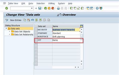 create data set in sap tm