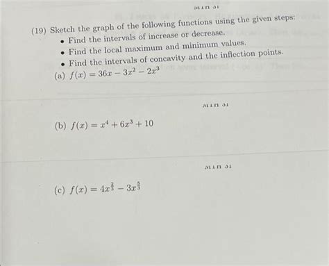 Solved Mins 19 Sketch The Graph Of The Following Functions