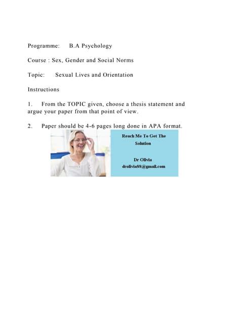 Programmeb A Psychologycourse Sex Gender And Social Norms Docx