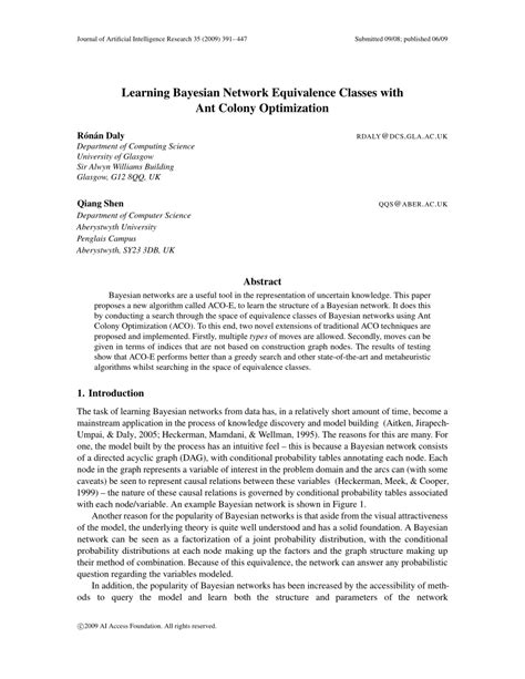 Pdf Learning Bayesian Network Equivalence Classes With Ant Colony