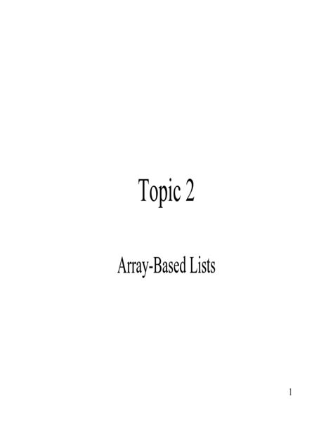 Topic 2 Array Based Lists Pdf Data Type Array Data Structure