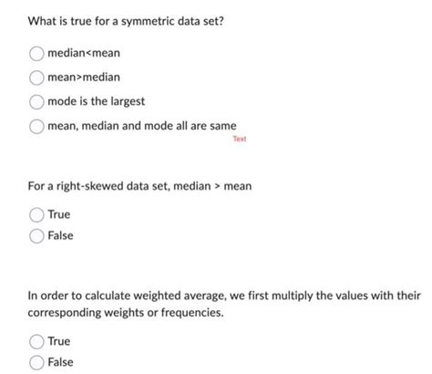 Solved What Is True For A Symmetric Data Set Median