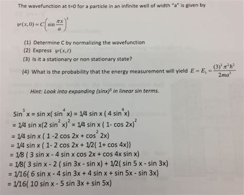 solved the wavefunction at t 0 for a particle in an infinite