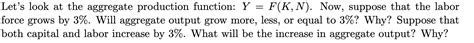 Solved Let S Look At The Aggregate Production Function Y Chegg