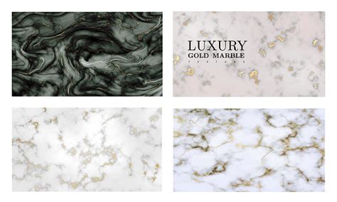 사실적인 녹색 대리석과 골드 추상적 배경 벡터의 집합입니다 대리석 골드 분말의 자연 럭셔리 스타일의 소용돌이와 마블링 벽지 디자인 벡터 그림입니다 흰색 배경에 격리 금