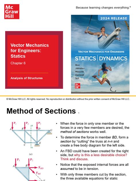 Statics Lecture 13 Chapter 6 Method Of Sections Pdf Truss Force