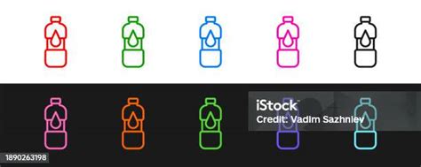 흑백 배경에 격리 된 물 아이콘의 줄 병 설정합니다 소다 아쿠아 음료 표지판 벡터 0명에 대한 스톡 벡터 아트 및 기타 이미지 0명 가득 찬 검은색 Istock