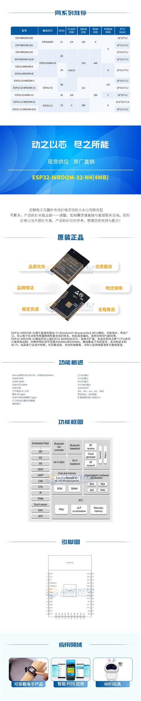 Esp32 Wroom 32 N44mb通用型wi Fi蓝牙mcu模组内置esp32 D0wdq6 阿里巴巴