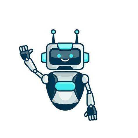 Robot Character Say Hi Hello Vector Illustration Cute Robot Cartoon