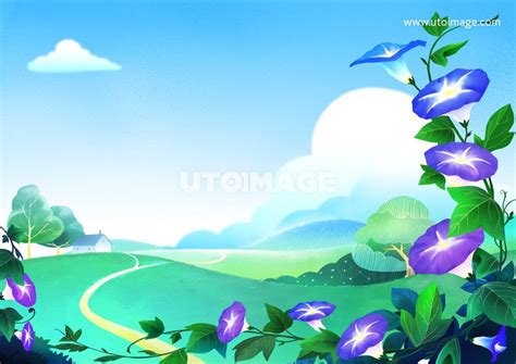 여름풍경 009 Pai177 유토이미지 일러스트 풍경 배경 식물 잎 하늘 구름 자연 자연풍경 경치 경관 계절 여름 시즌 이벤트 야외 프레임