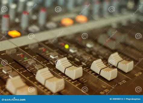 Audio Mixing Console Faders And Adjusting Stock Image Image Of