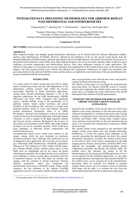 Pdf Integrated Data Processing Methodology For Airborne Repeat Pass