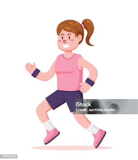 조깅 운동과 운동 선수 벡터 일러스트 레이 션을 실행 하는 사람들 Track And Field Event에 대한 스톡 벡터 아트