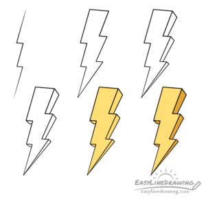 How To Draw A Lightning Bolt Step By Step EasyLineDrawing